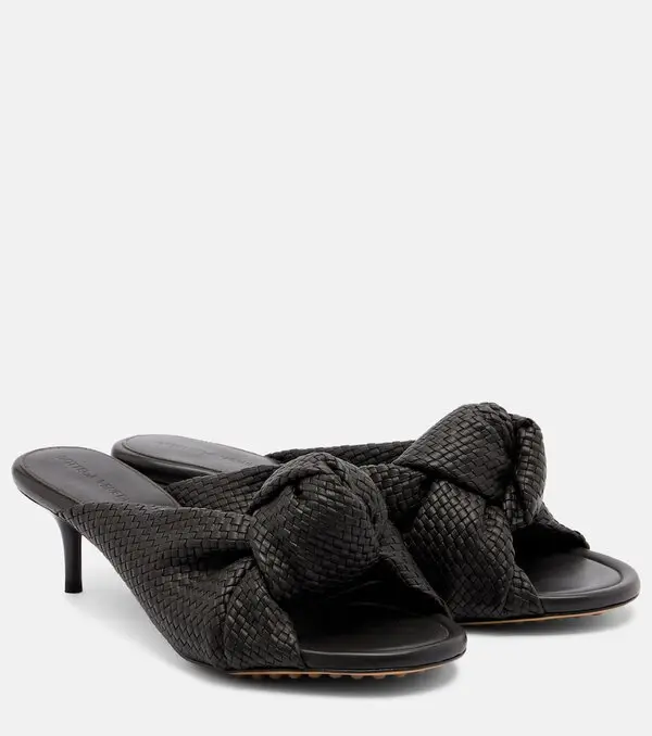 Bottega Veneta Cherry Intreccio Leather Sandals - Brown