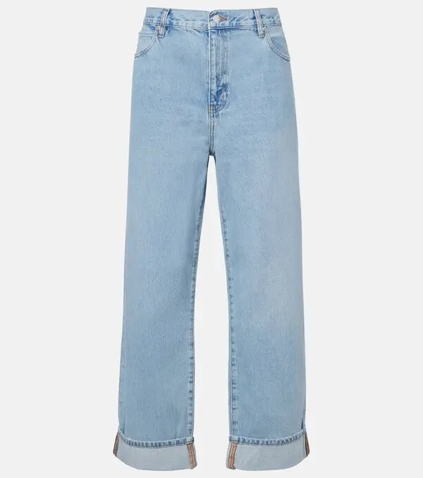 FRAME The Hang Cuff Straight Jeans - Blue