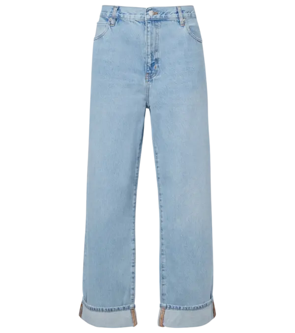 FRAME The Hang Cuff Straight Jeans - Blue