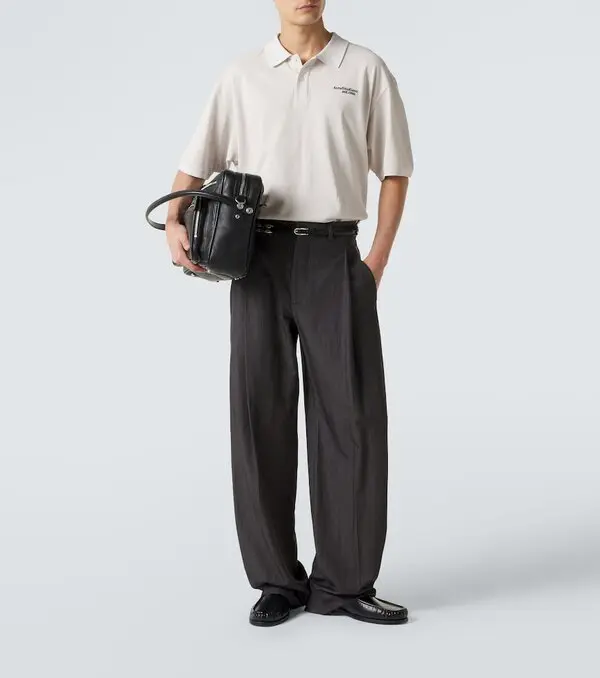 Acne Studios Distressed Logo Cotton Polo Shirt - White