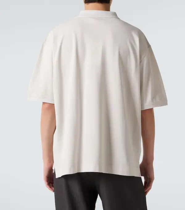 Acne Studios Distressed Logo Cotton Polo Shirt - White