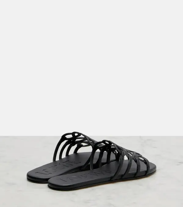 Loewe Anagram Leather Slides - Black