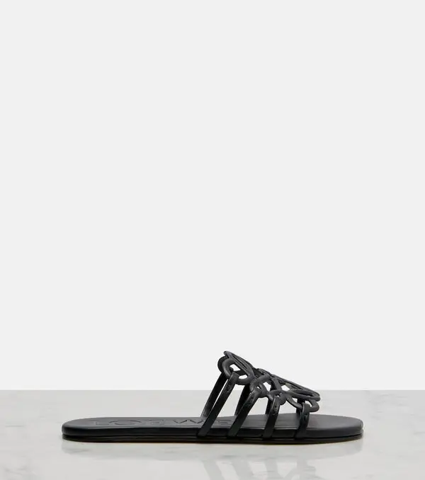 Loewe Anagram Leather Slides - Black