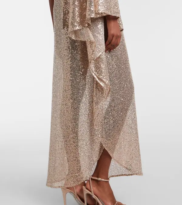 TALLER MARMO Ubud Disco Sequined Lace Gown - Gold