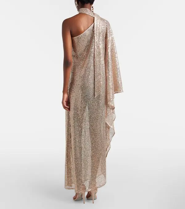 TALLER MARMO Ubud Disco Sequined Lace Gown - Gold