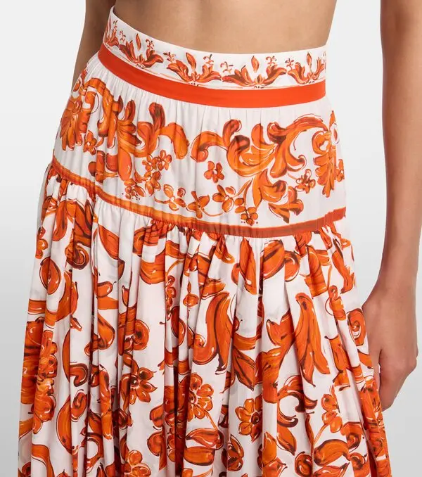 Dolce & Gabbana Majolica Cotton Poplin Maxi Skirt