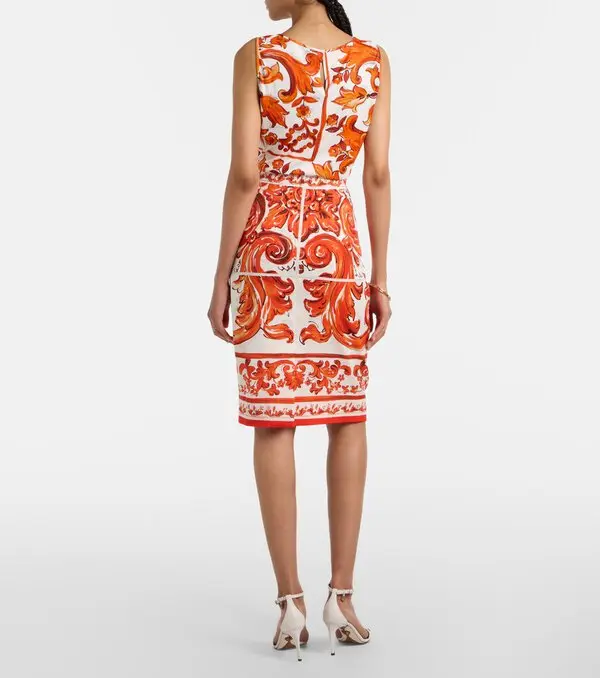 Dolce & Gabbana Majolica Print Silk Blend Pencil Skirt