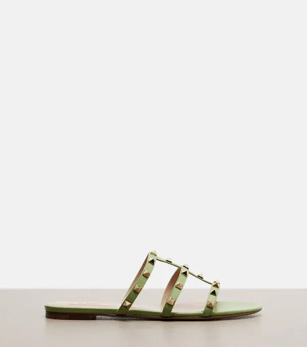 Valentino Garavani Rockstud Leather Sandals - Green
