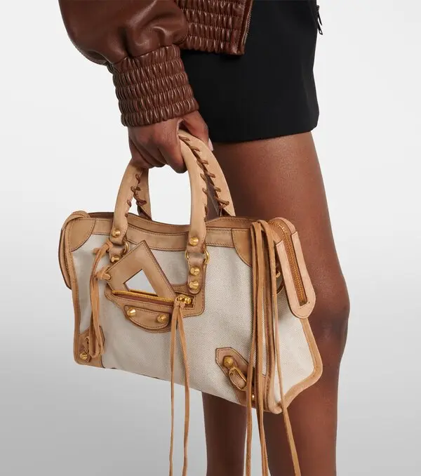 Balenciaga Small Canvas Top-handle Bag - Beige
