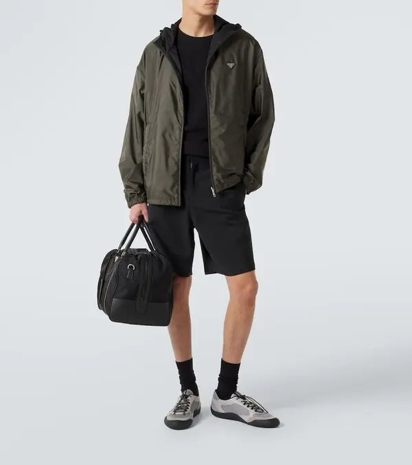 Prada Speedrock Leather-trimmed Sneakers - Grey