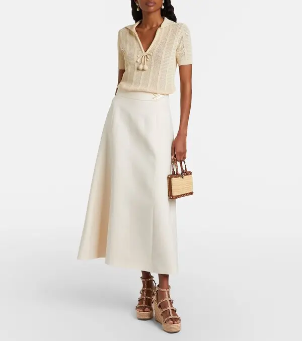 Valentino Garavani Rockstud Leather Wedge Sandals