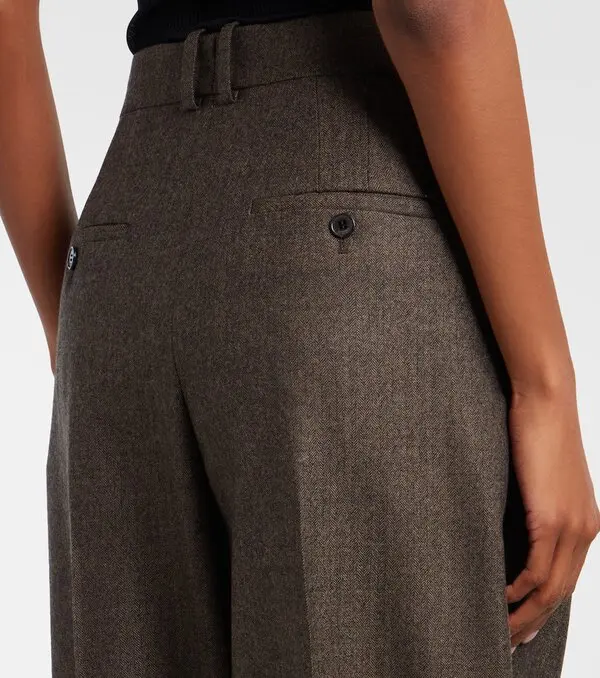 Saint Laurent Herringbone Wool Wide-leg Pants