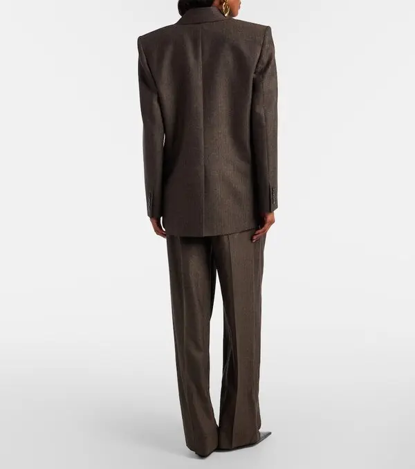 Saint Laurent Herringbone Wool Wide-leg Pants