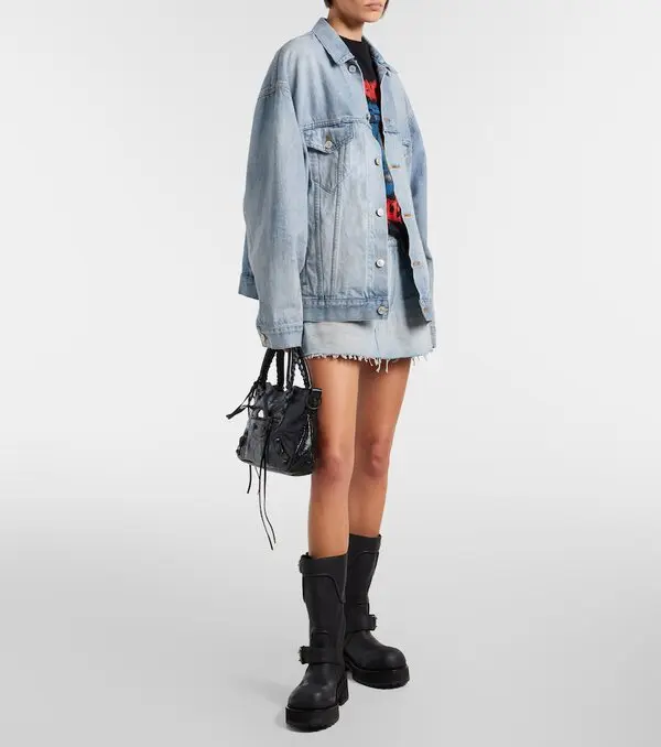 Balenciaga Leather Buckled Combat Boots - Black