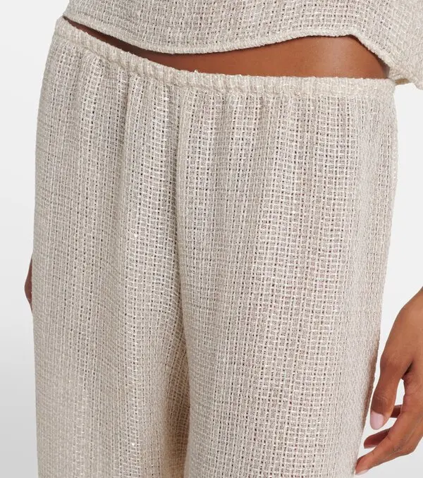 LESET Stella Sequined Linen-blend Wide-leg Pants