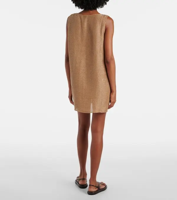 LESET Stella Sequined Linen-blend Minidress - Gold