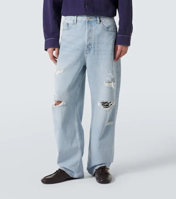 FRAME Baggy Distressed Wide-leg Jeans