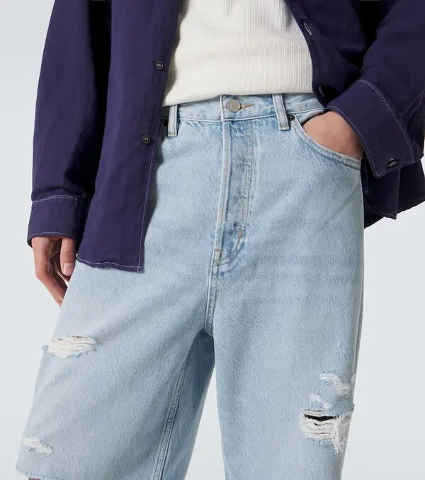 FRAME Baggy Distressed Wide-leg Jeans