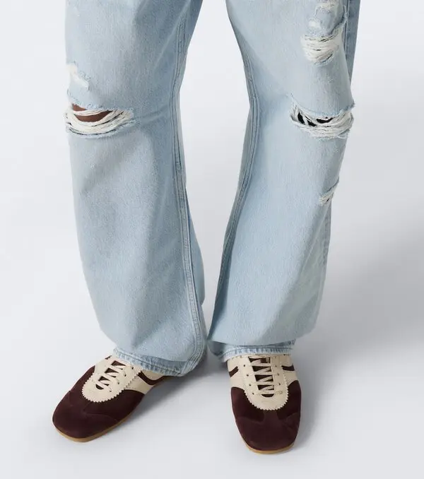 FRAME Baggy Distressed Wide-leg Jeans