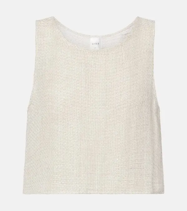 LESET Stella Sequined Linen-blend Tank Top - White