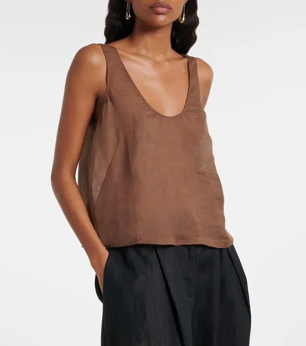 LESET Niko Ramie Tank Top - Brown