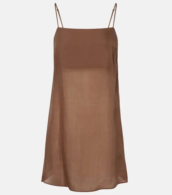 LESET Niko Ramie Minidress - Brown