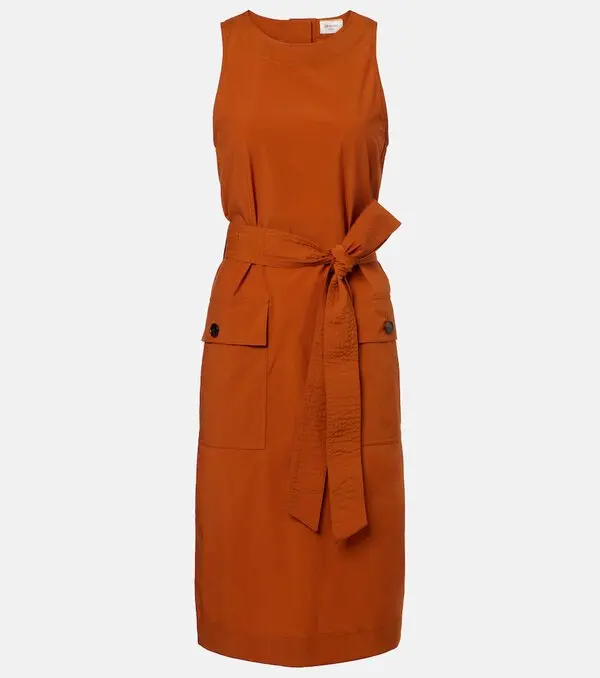 Saint Laurent Belted Midi Dress - Orange