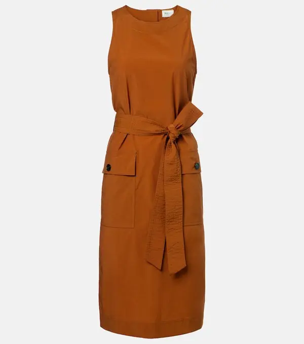 Saint Laurent Belted Midi Dress - Orange