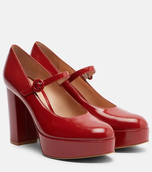 GIANVITO ROSSI Patent Leather Mary Jane Platform Pumps