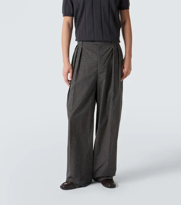 Calvin Klein Baxter Checked Cotton Wide-leg Pants
