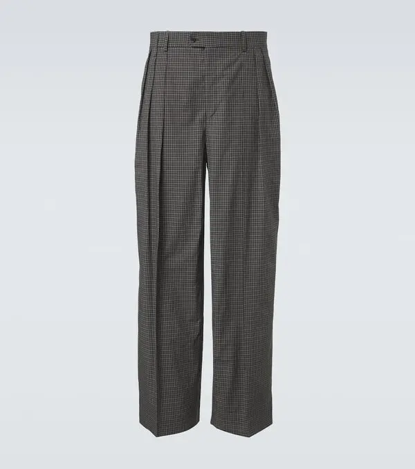Calvin Klein Baxter Checked Cotton Wide-leg Pants - Black
