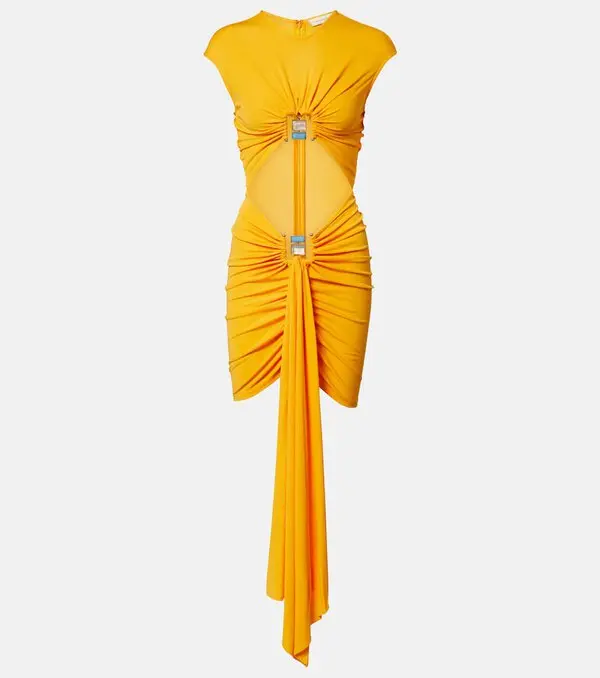Christopher Esber Bezel Quartz Disconnect Jersey Minidress - Yellow