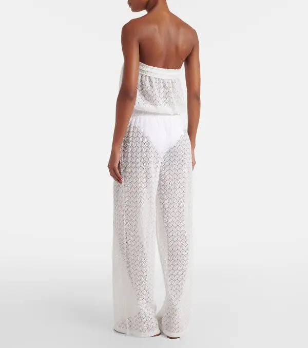 Melissa Odabash Viv Sheer Pointelle Cotton-blend Jumpsuit