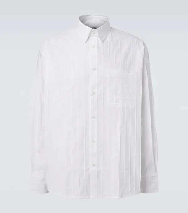 Jacquemus Camargue Embroidered Striped Cotton Shirt - White