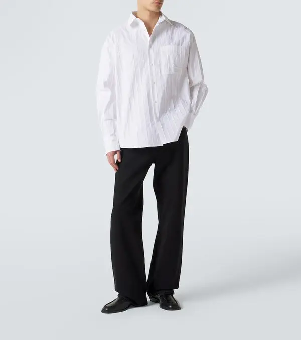 Jacquemus Camargue Embroidered Striped Cotton Shirt