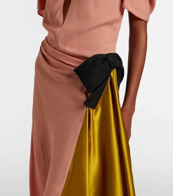 Valentino Garavani Draped Midi Dress With Bow Detail