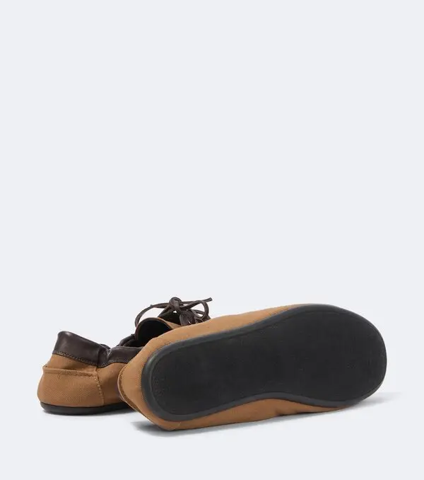 Prada Shuffle Leather-trimmed Canvas Boat Shoes - Brown