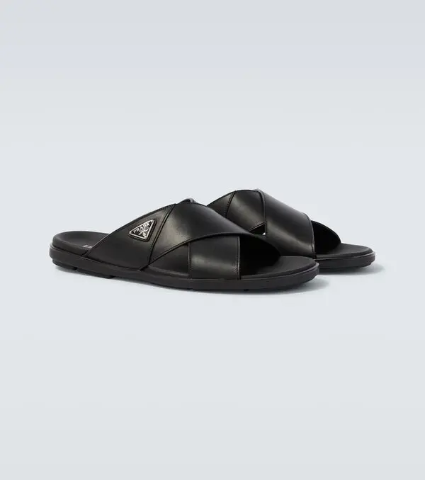 Prada Leather Sandals - Black