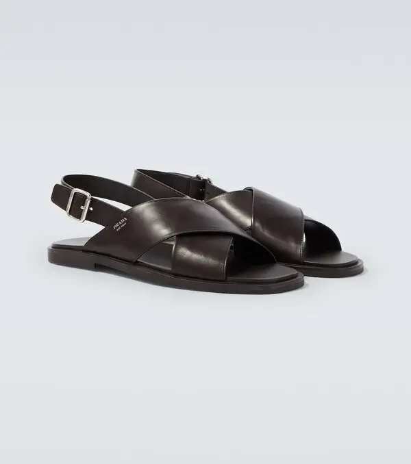Prada Leather Sandals - Brown