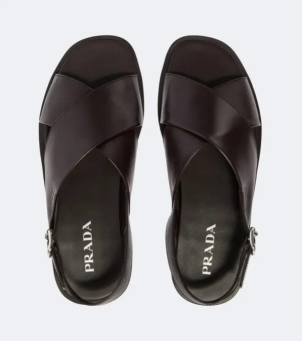 Prada Leather Sandals - Brown