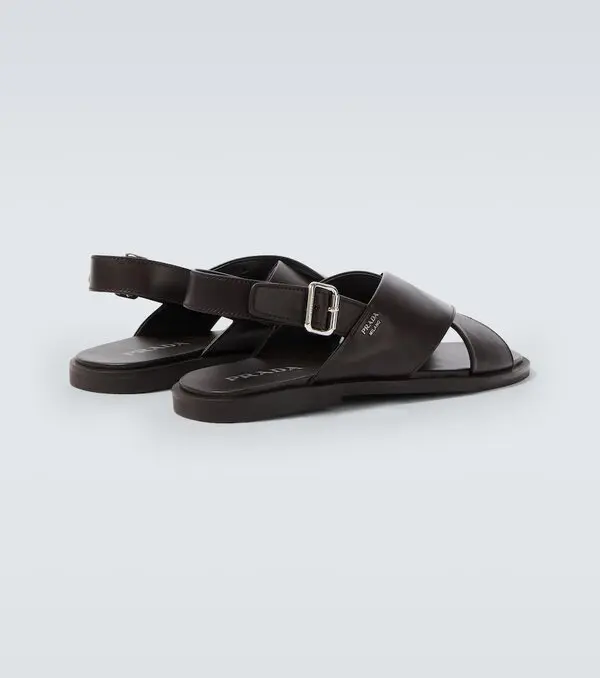 Prada Leather Sandals - Brown