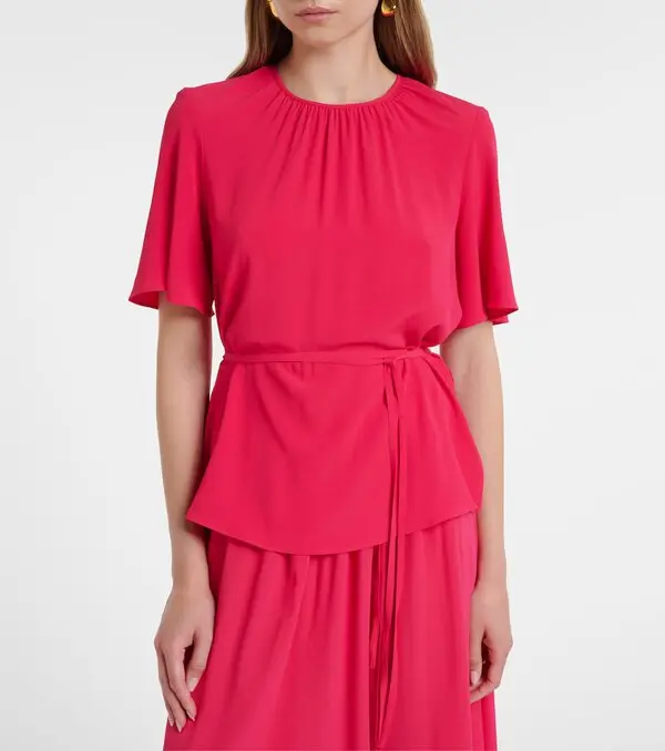 JOSEPH Libby Belted Crêpe Blouse
