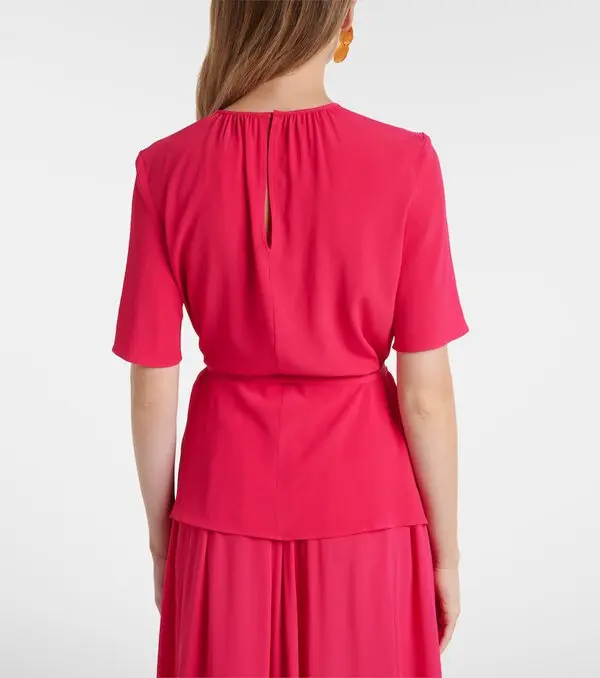 JOSEPH Libby Belted Crêpe Blouse