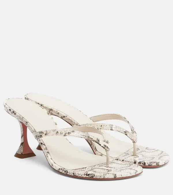 Amina Muaddi Juliette Snake-print Leather Thong Sandals