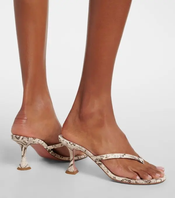 Amina Muaddi Juliette Snake-print Leather Thong Sandals