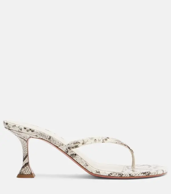 Amina Muaddi Juliette Snake-print Leather Thong Sandals