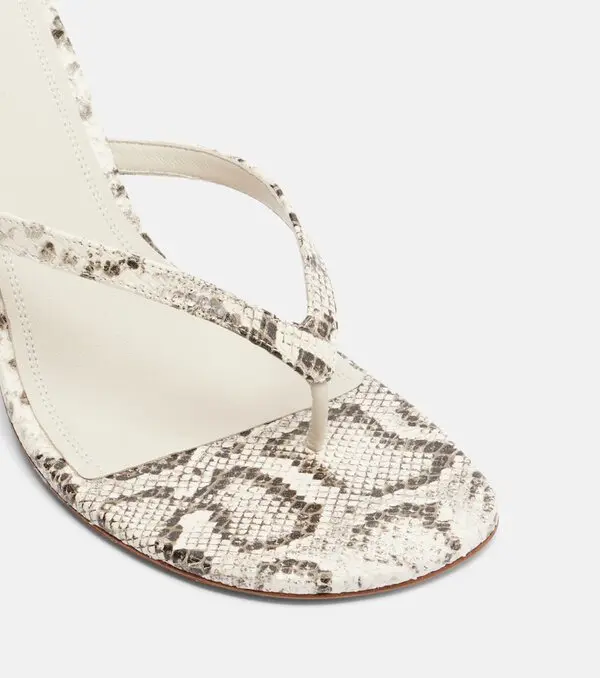 Amina Muaddi Juliette Snake-print Leather Thong Sandals