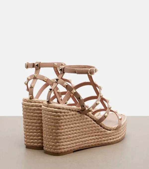 Valentino Garavani Rockstud Leather Wedge Sandals