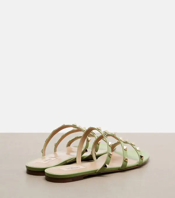 Valentino Garavani Rockstud Leather Sandals - Green