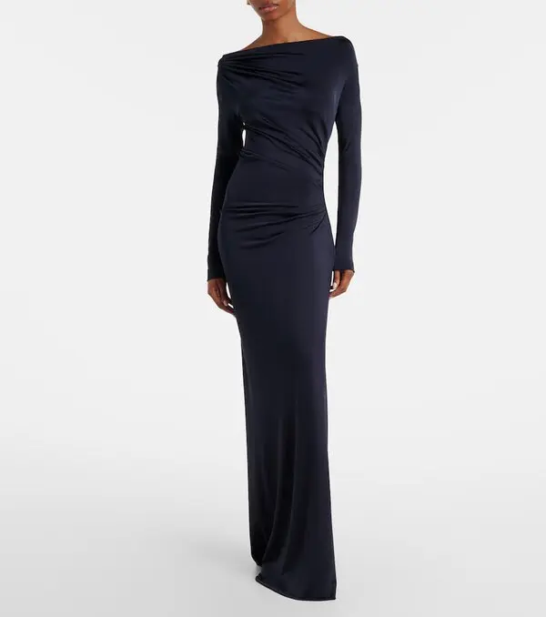 Victoria Beckham Gathered Jersey Maxi Dress